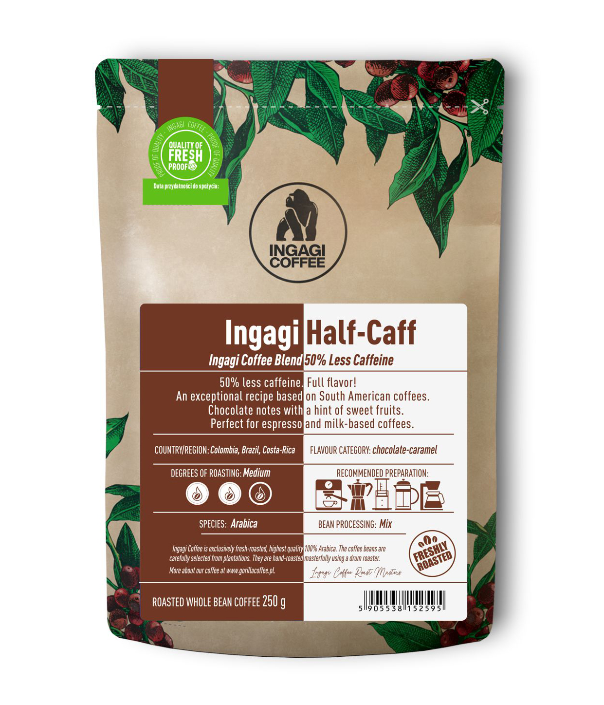 Καφές Espresso Ingagi Half-Caff 250g σε κόκκους | Coffees.gr
